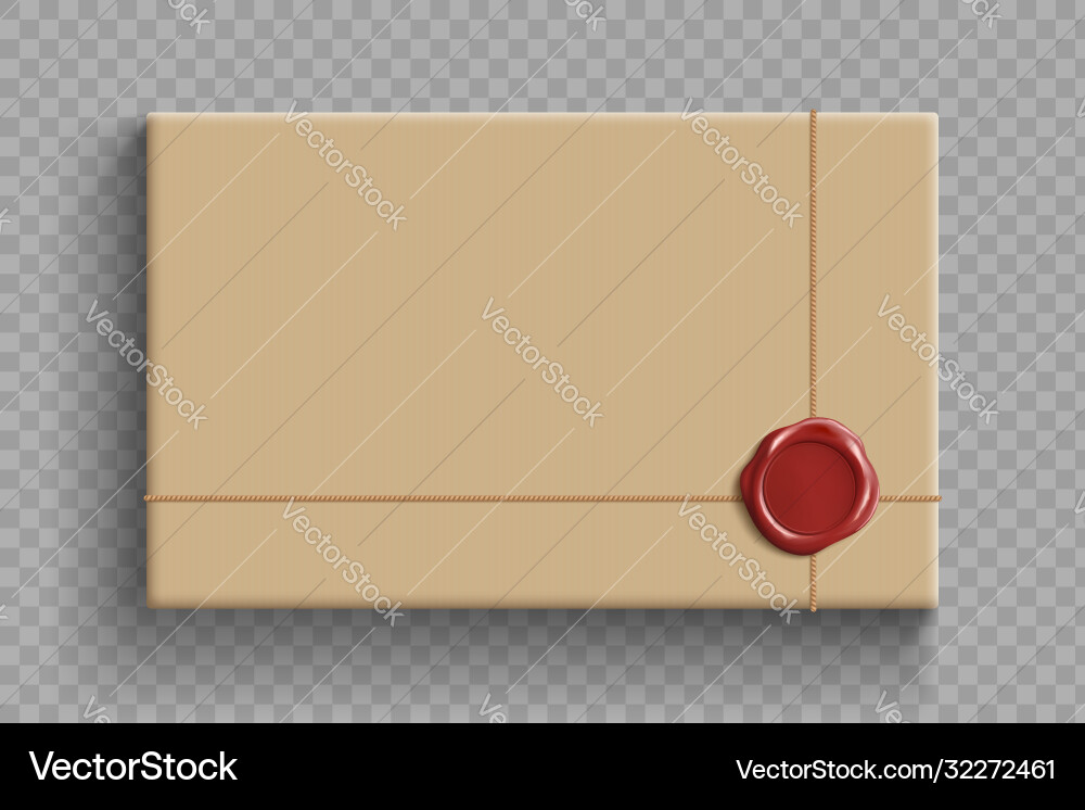 Cardboard box with a wax seal Royalty Free Vector Image