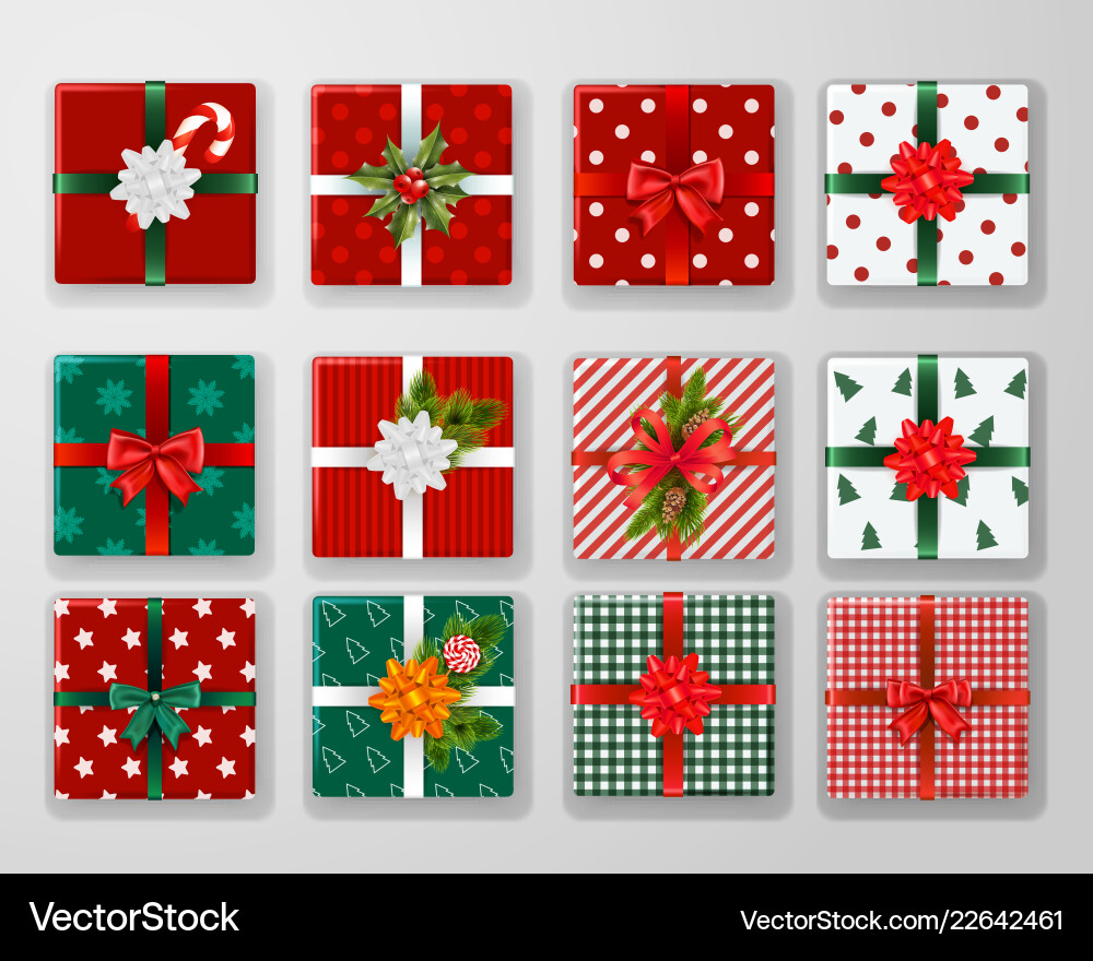 Christmas boxes design set Royalty Free Vector Image