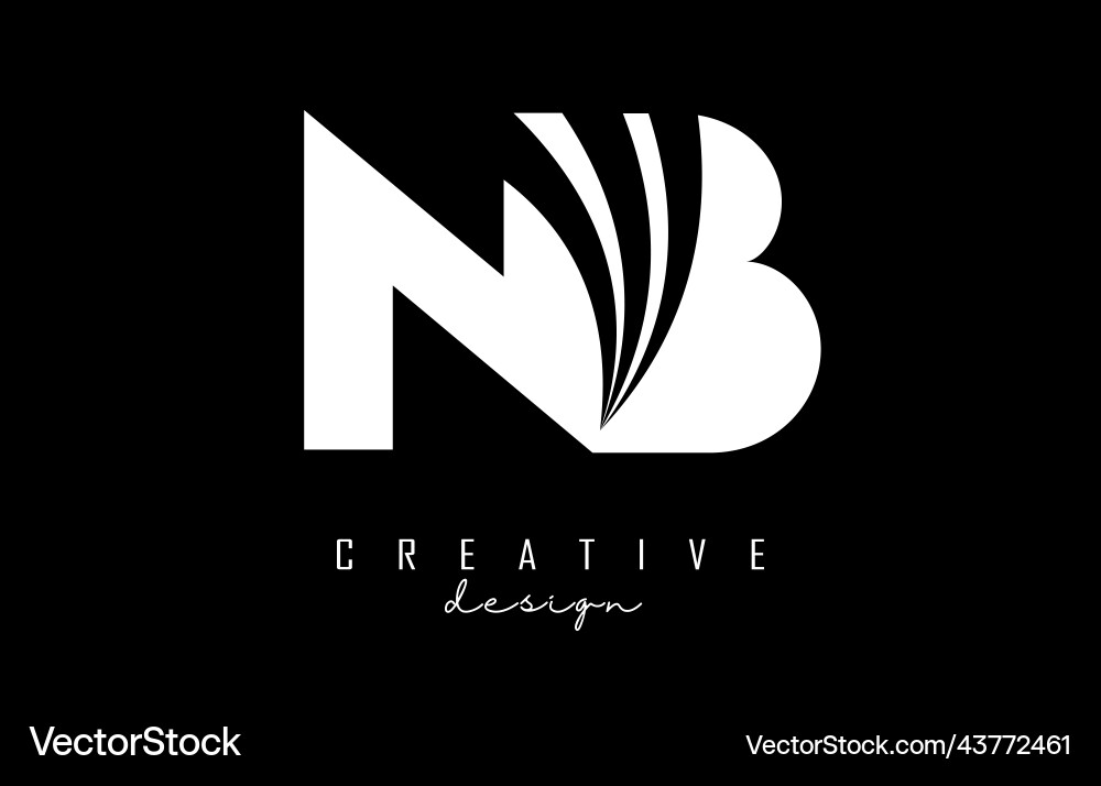 Creative white letters nb n b logo with leading Vector Image