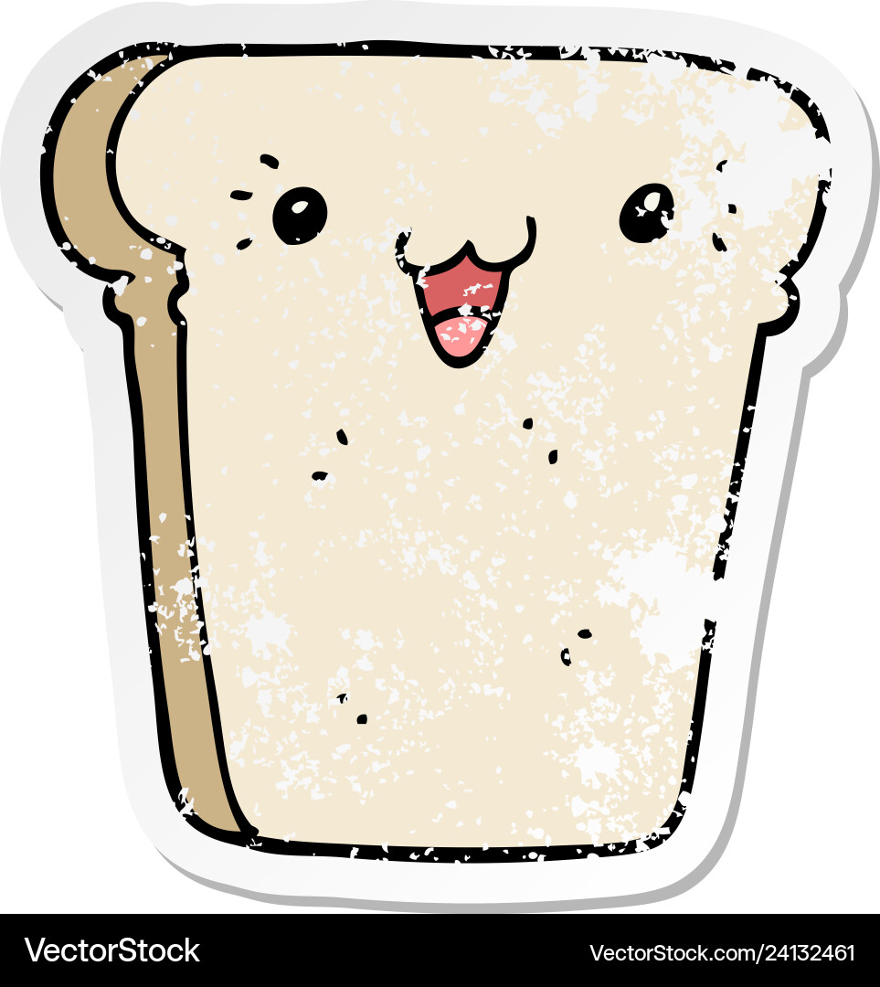 Distressed sticker of a cartoon slice bread Vector Image