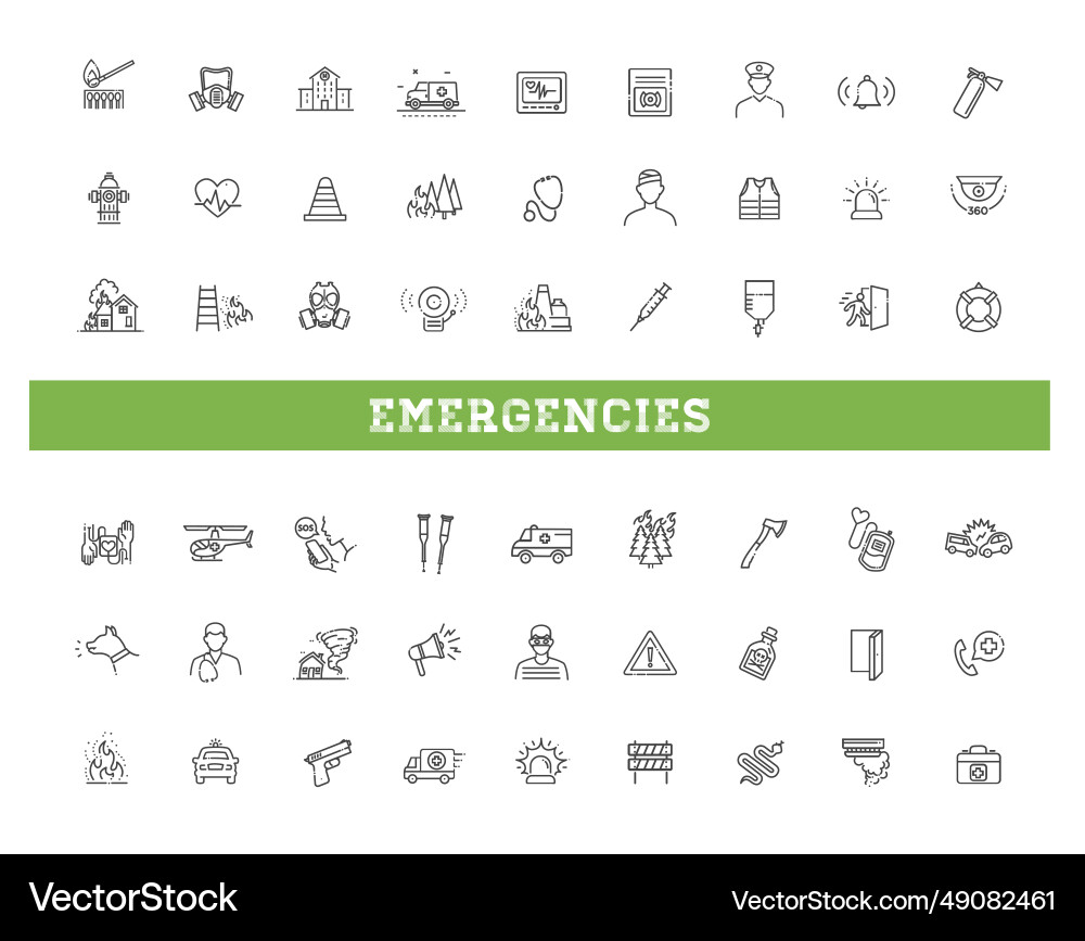 Emergency line icons symbols Royalty Free Vector Image