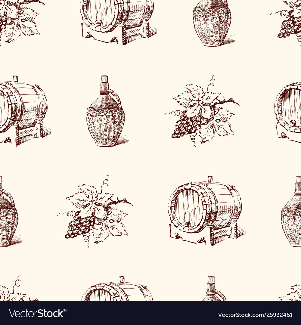 Grape wine pattern Royalty Free Vector Image - VectorStock