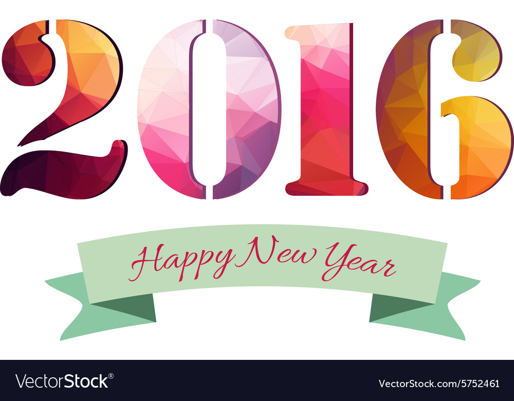 Happy new year 2016 colorful greeting card made Vector Image