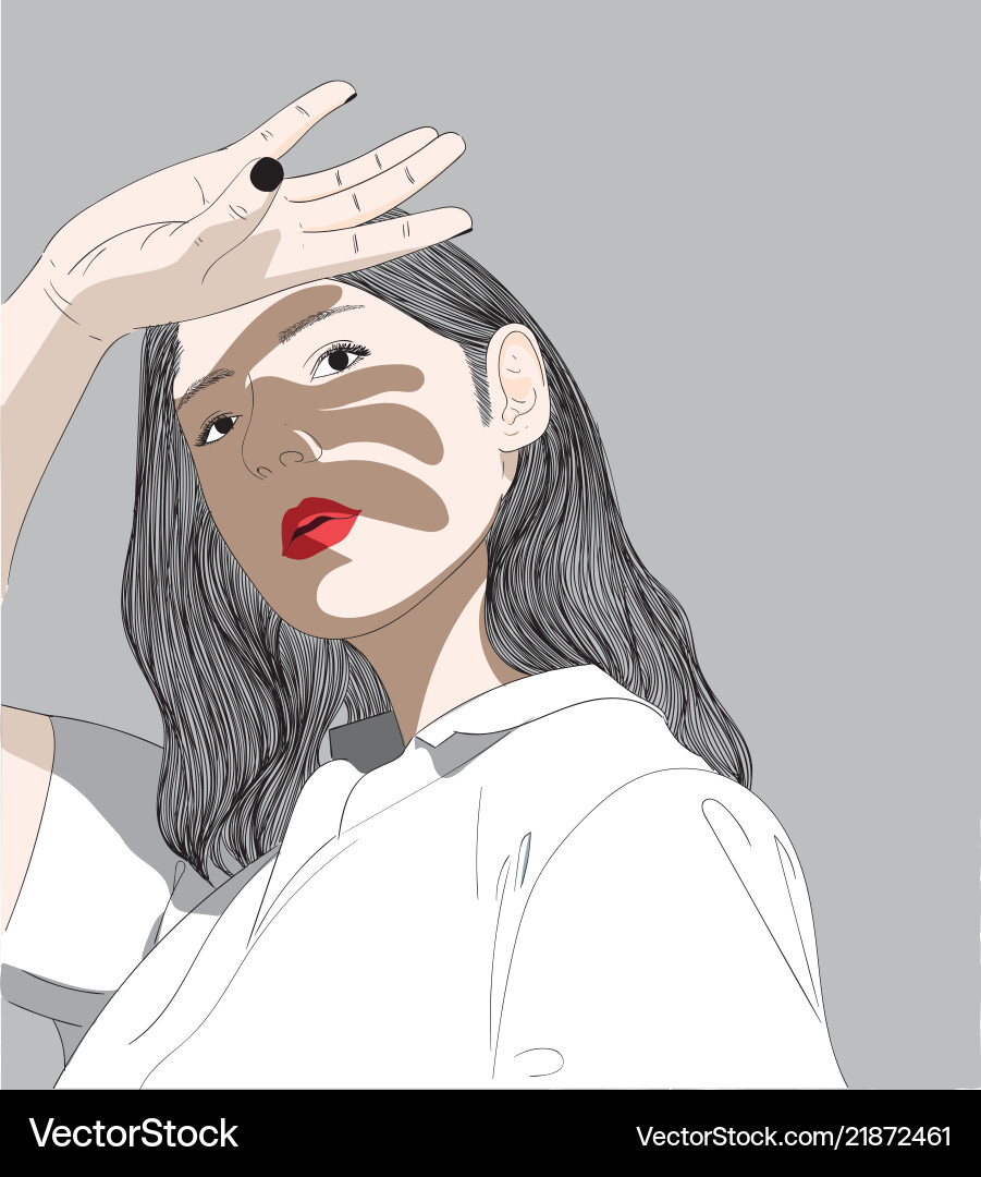 He shades her face from the summer sun Royalty Free Vector