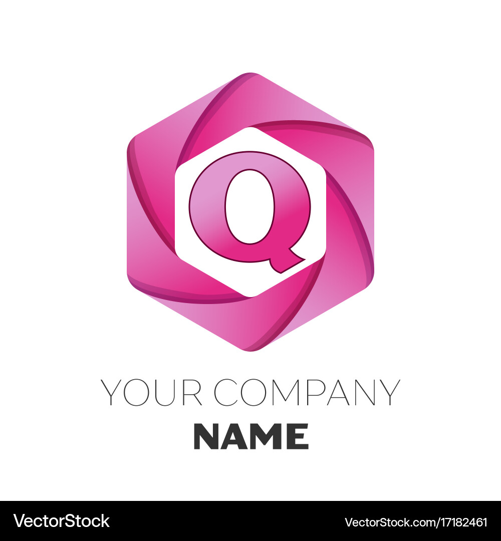 Letter q logo symbol on colorful hexagonal Vector Image