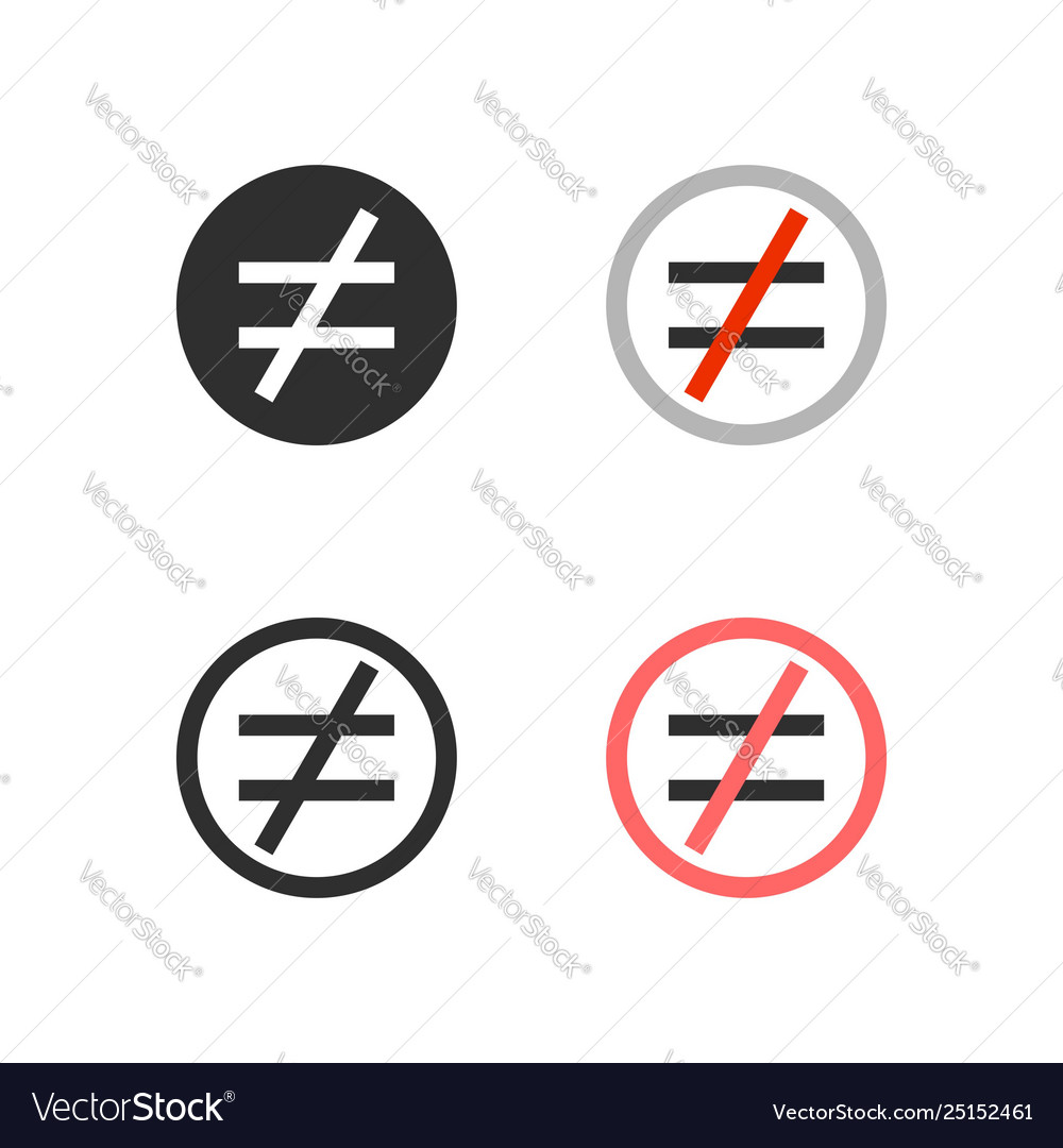 Not equal icons Royalty Free Vector Image - VectorStock