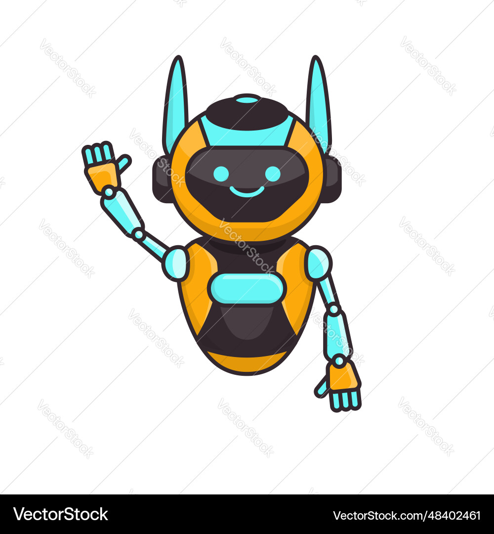 Robot character say hi hello cute cartoon Vector Image