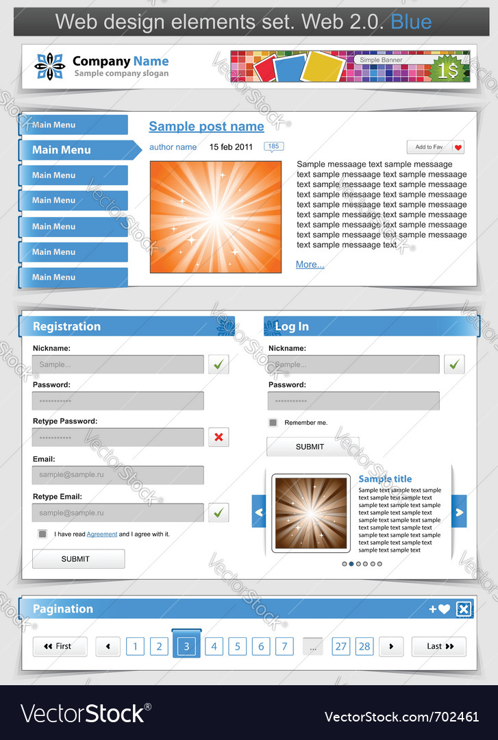 Web design template set Royalty Free Vector Image