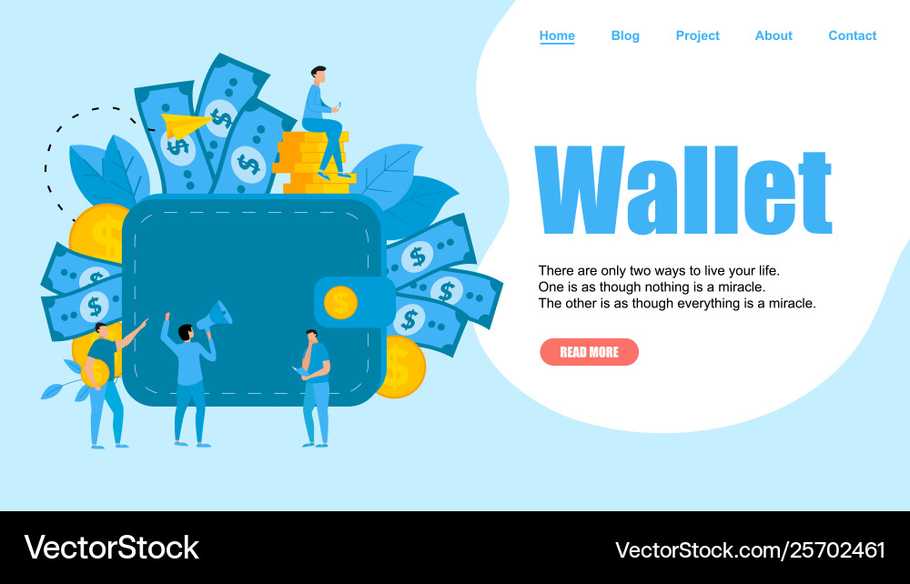 Webpage template wallet with dollar banknotes Vector Image