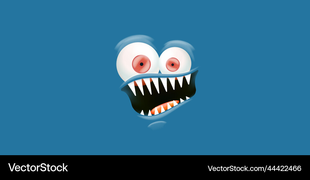 Angry blue monster face with open mouth Royalty Free Vector
