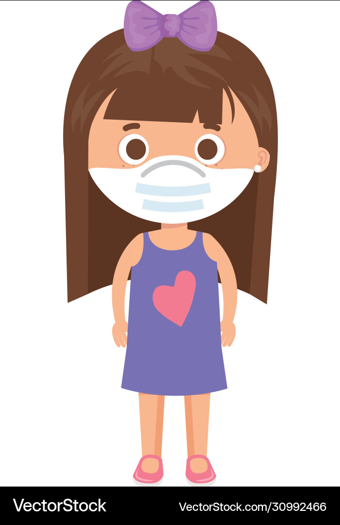 Cute girl using face mask isolated icon Royalty Free Vector