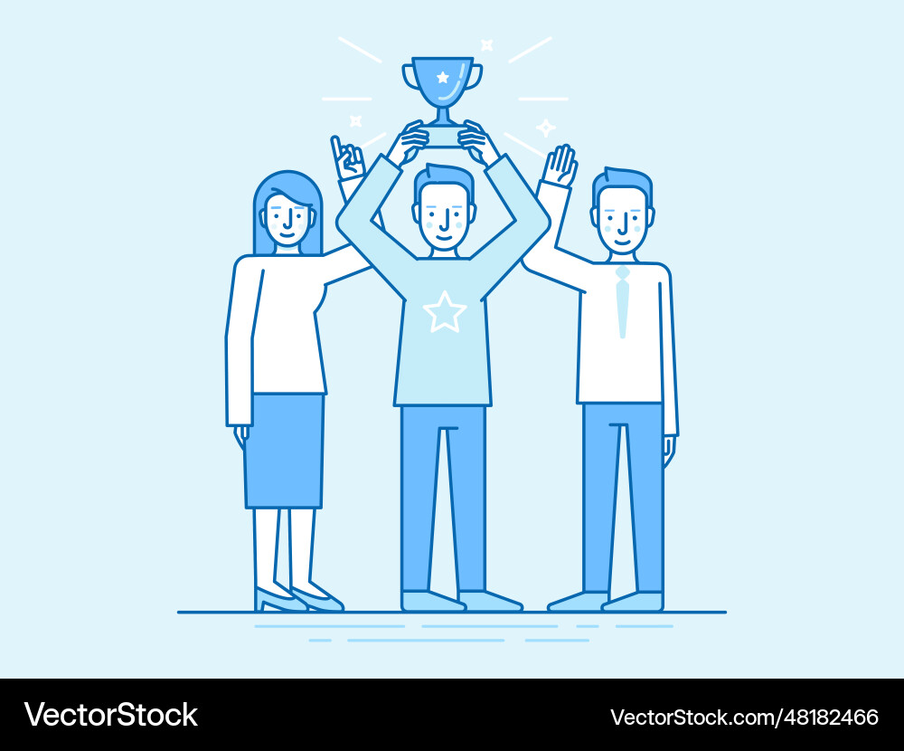 In flat linear style and blue color - successful Vector Image