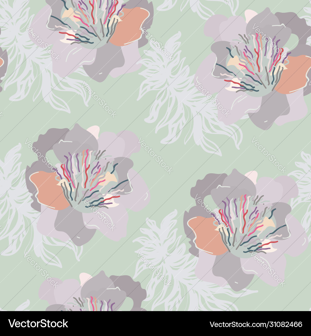 Large hand-drawn red-pink peonies flowers Vector Image