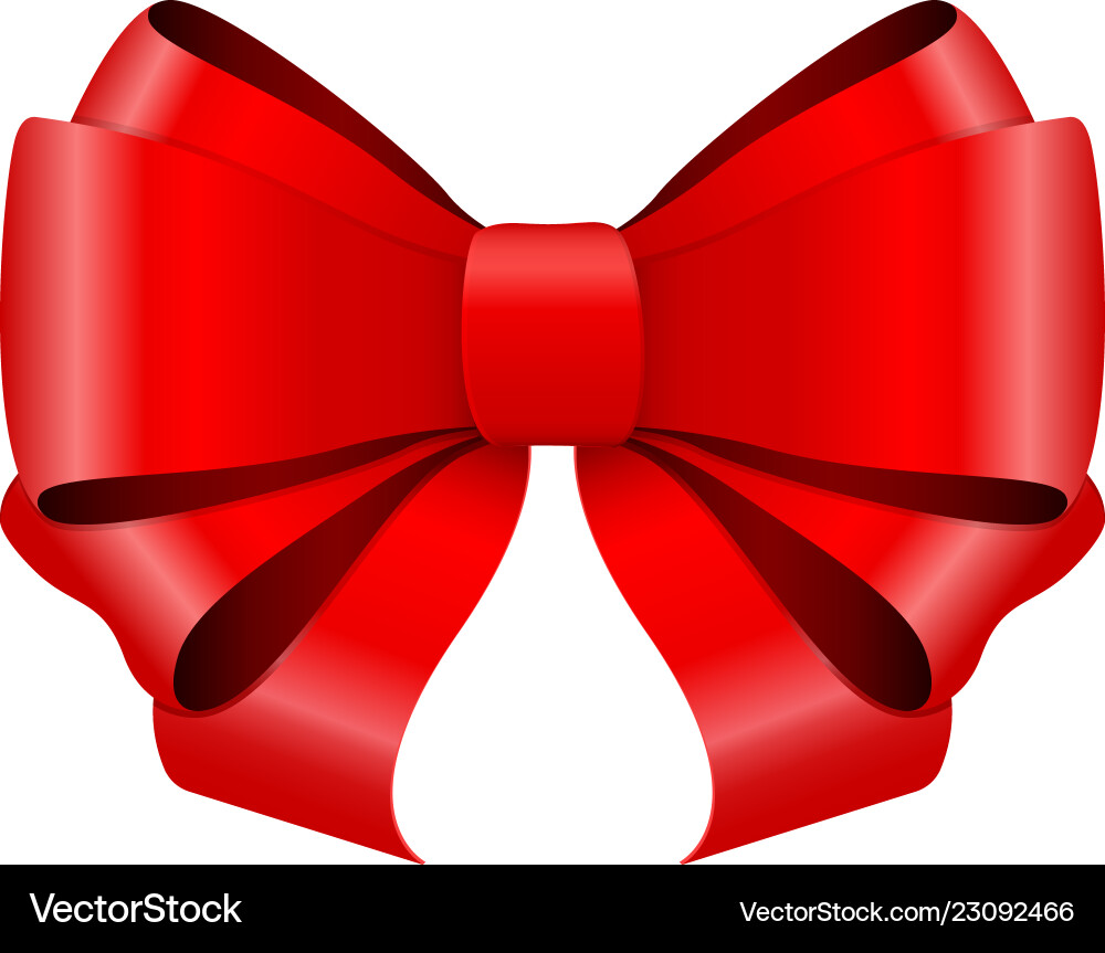 Red ribbon bow shiny 3d symbol Royalty Free Vector Image