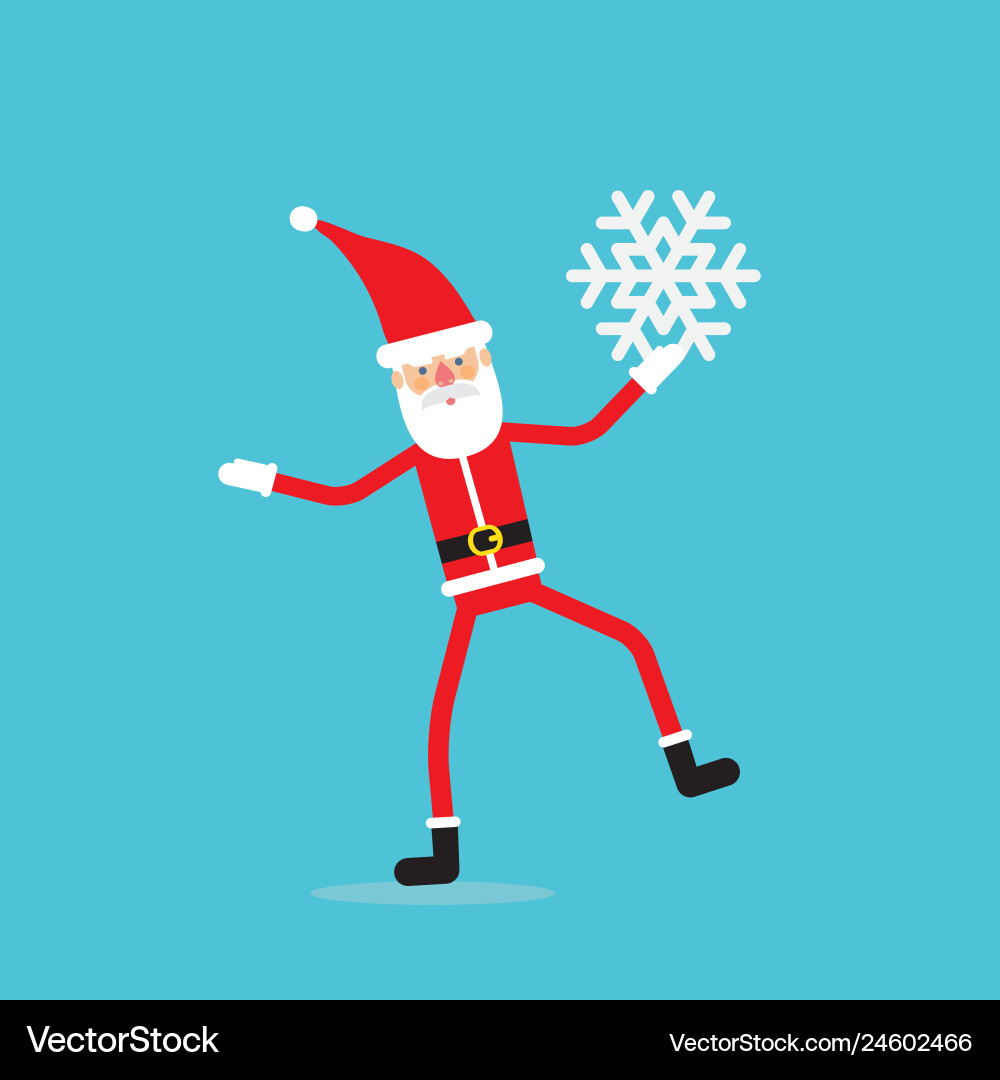 Santa claus character dancing with a snowflake Vector Image