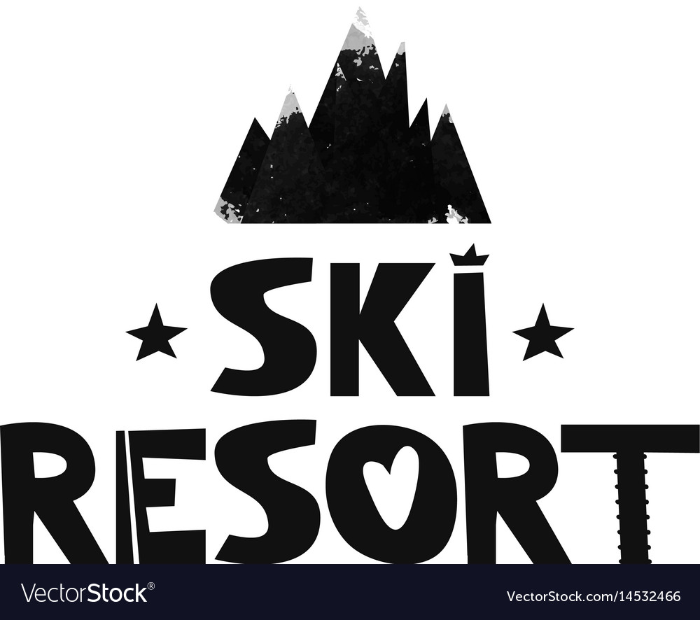 Ski resort advertising logo mountain Royalty Free Vector