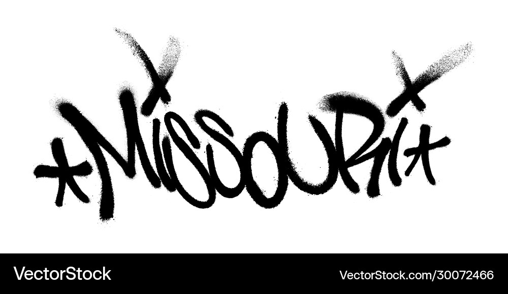 Sprayed missouri font graffiti with overspray Vector Image