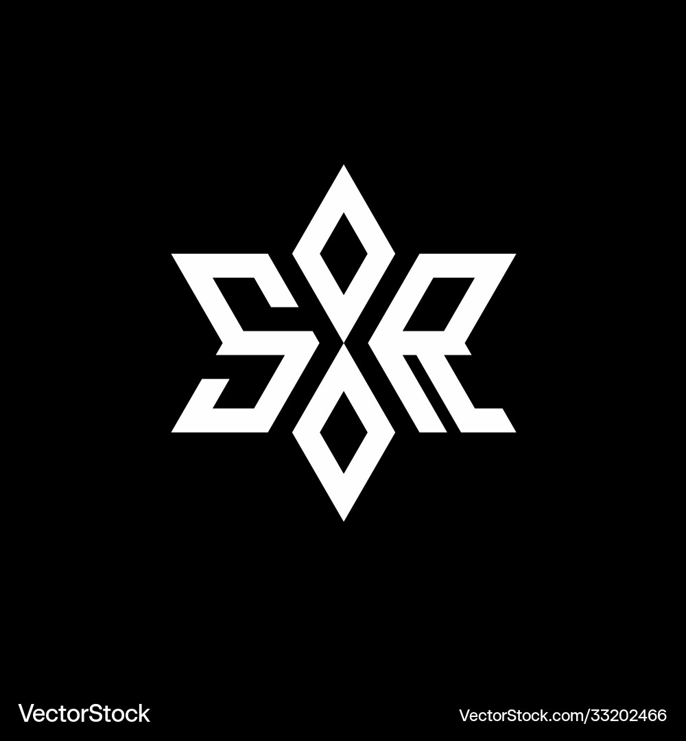 Sr monogram logo with star shape and luxury style Vector Image