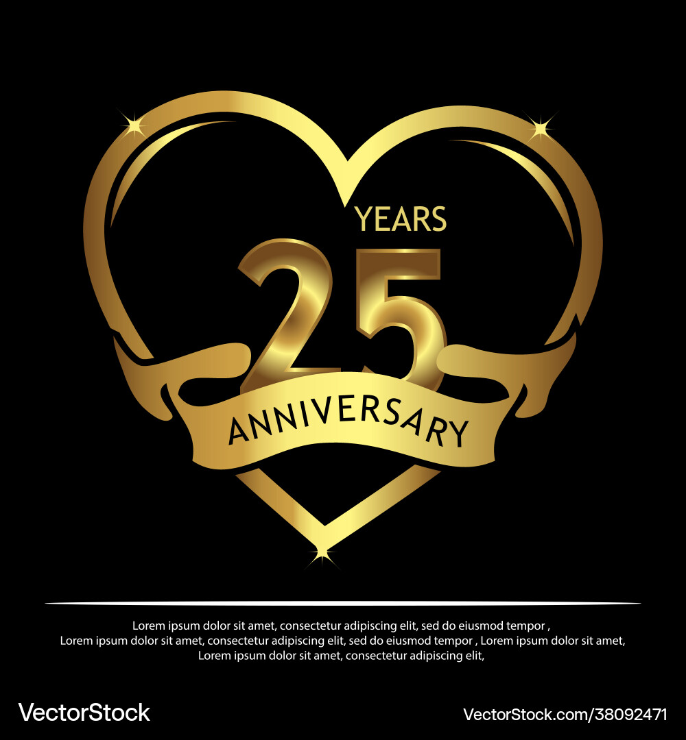 25 years anniversary golden template Royalty Free Vector