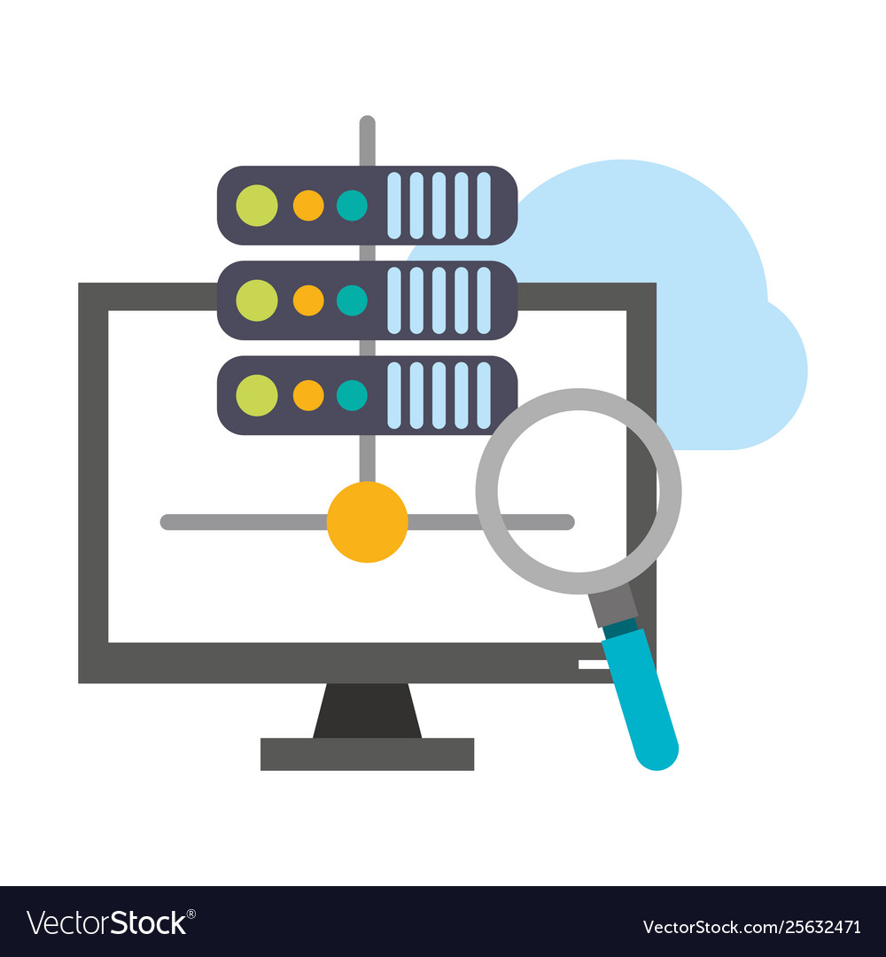 Computer cloud computing and database servers Vector Image