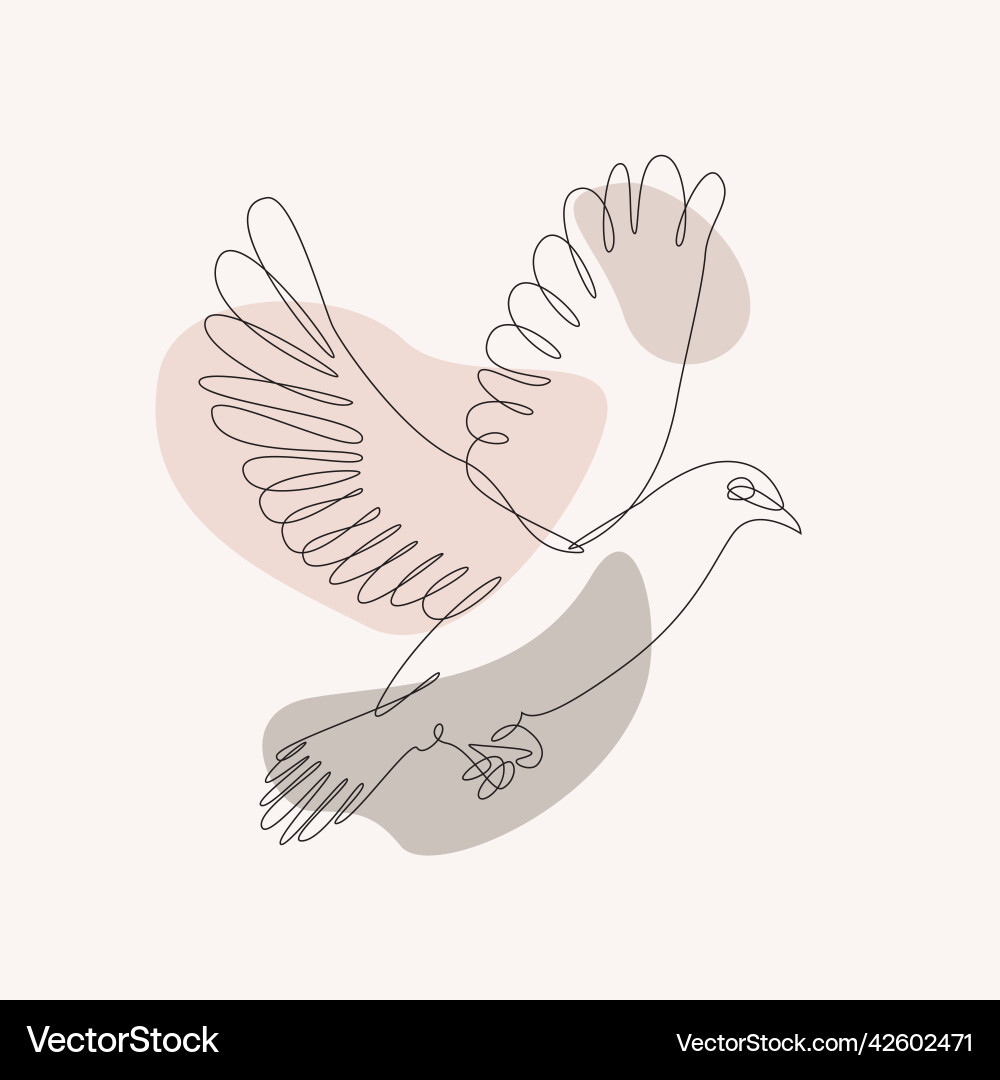 Dove outline on a beige background line Royalty Free Vector