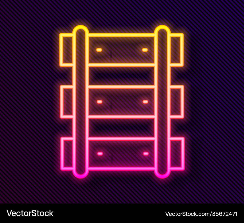 Glowing neon line railway railroad track icon Vector Image