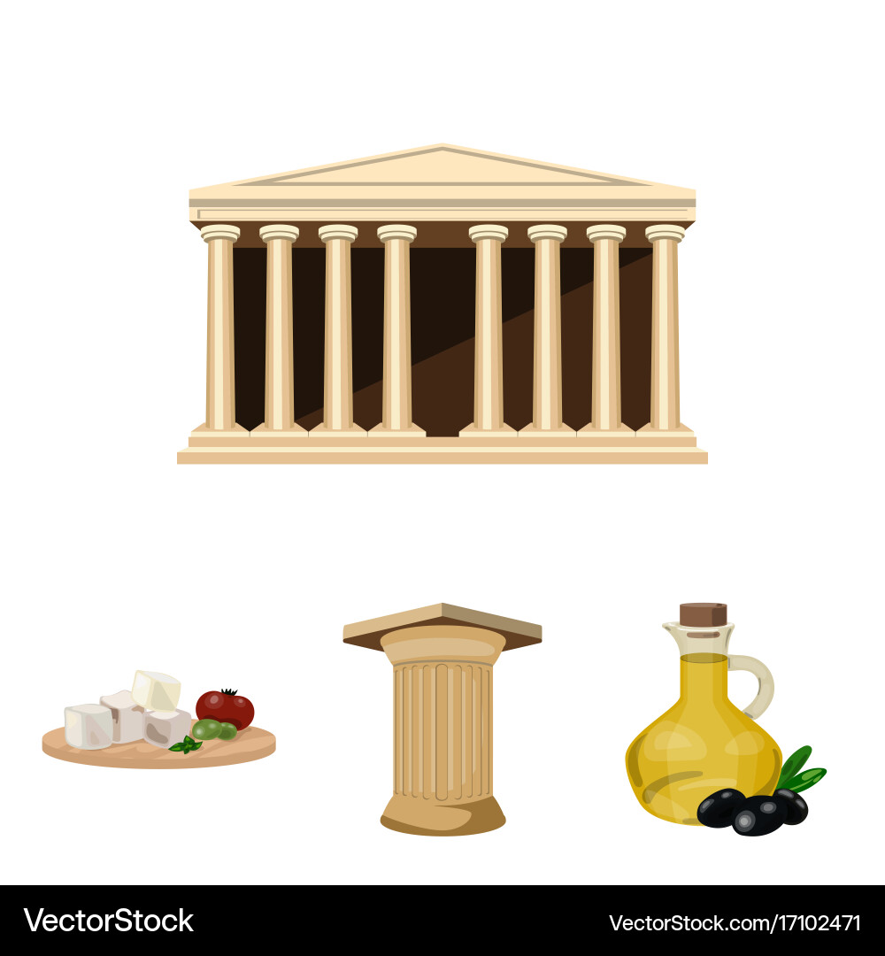 Greece country tradition landmark set Royalty Free Vector
