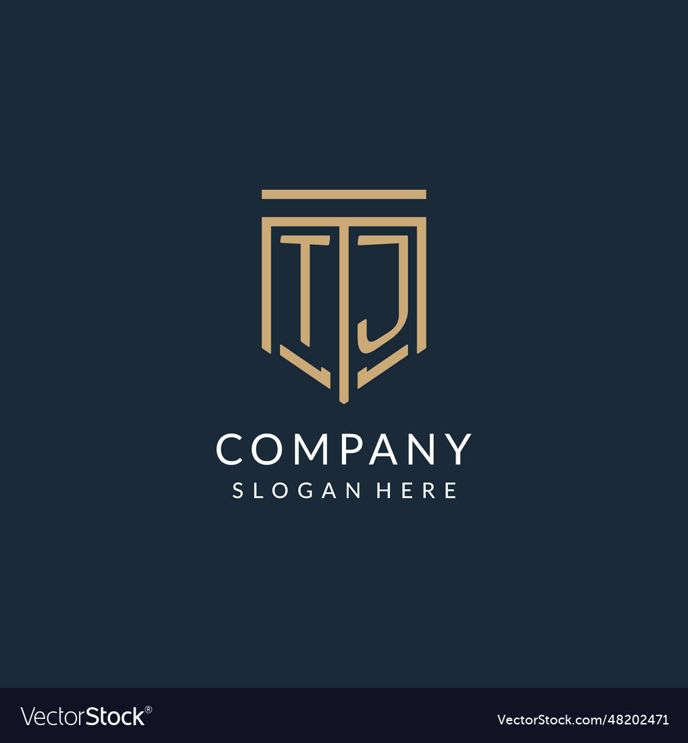 Initial tj shield logo monoline style modern and Vector Image Initial tj shield logo monoline style modern and Vector Image