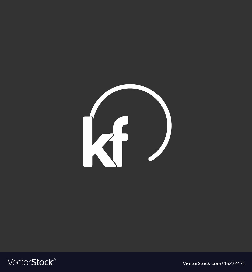 Kf initial logo with rounded circle Royalty Free Vector