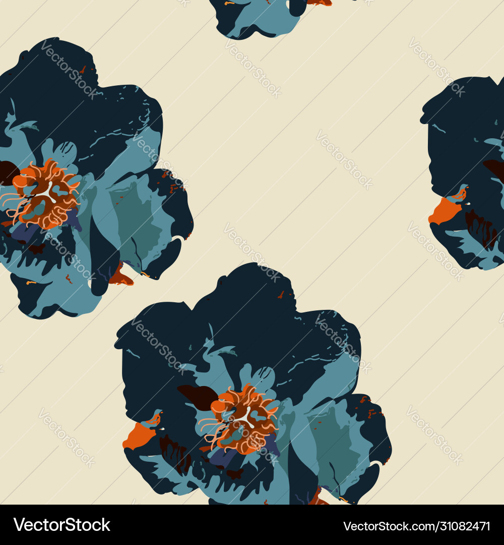 Large realistic dark blue peonies flowers Vector Image