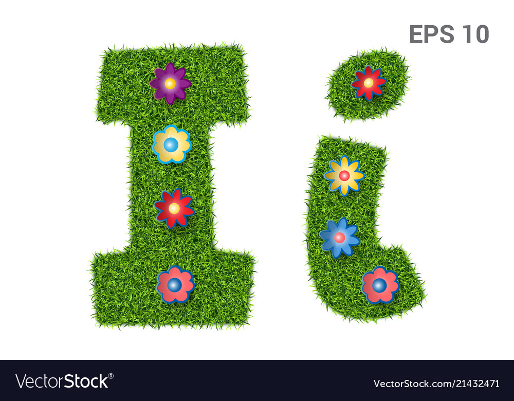 Letter ii with a texture of grass and flowers Vector Image
