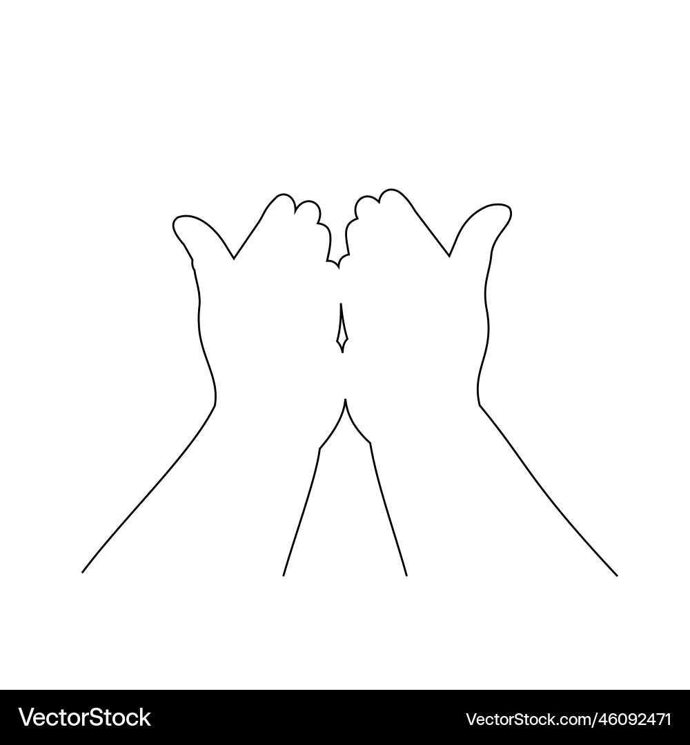 Line drawing of a two hand open for praying Vector Image