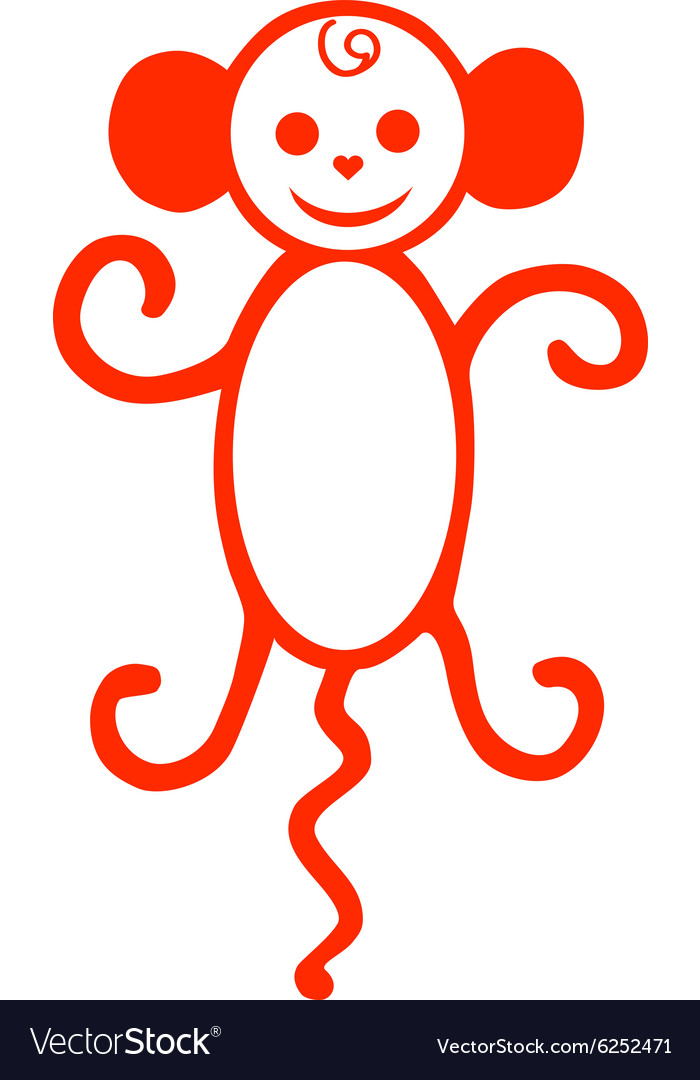 Monkey red Royalty Free Vector Image - VectorStock