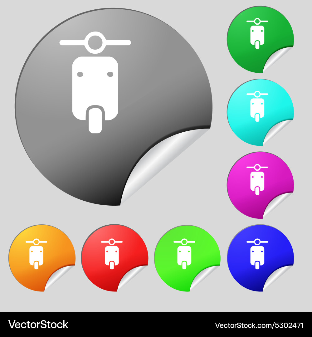 Motorcycle icon sign Set of eight multi colored Vector Image