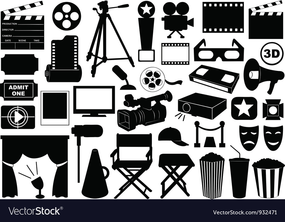 Movie Related Elements Royalty Free Vector Image