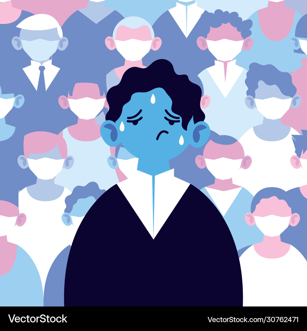 Poster man with fever symptom infection Royalty Free Vector