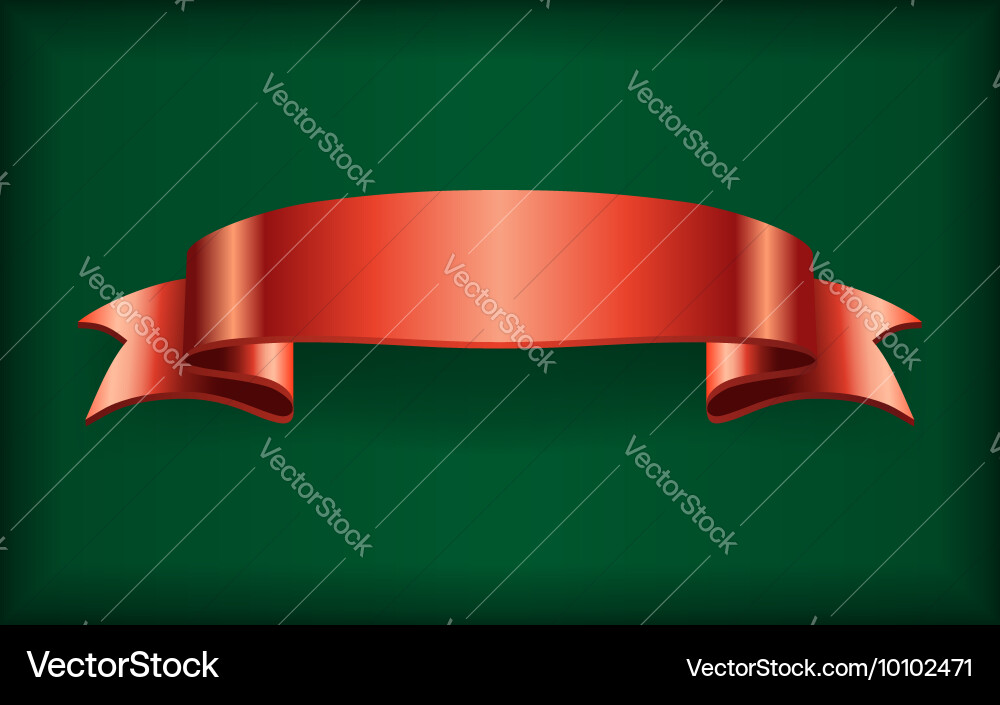 Red ribbon satin bow banner green Royalty Free Vector Image