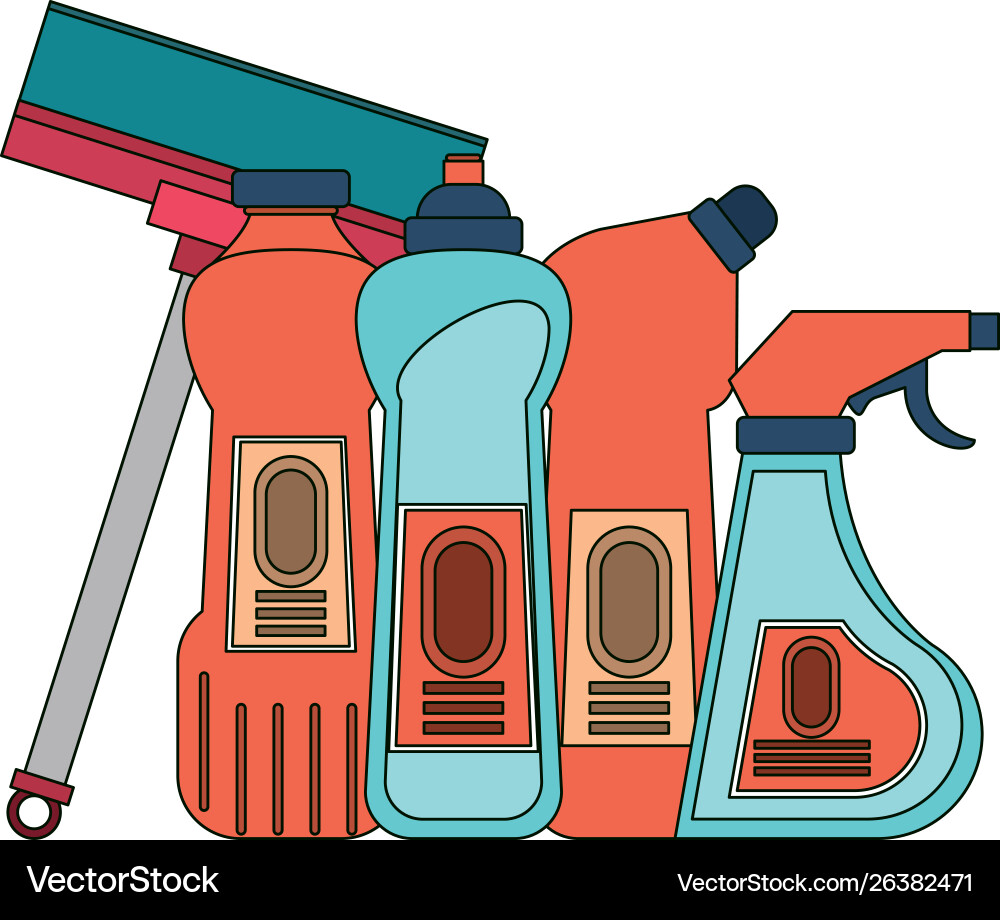 Set cleaning equipment and products Royalty Free Vector