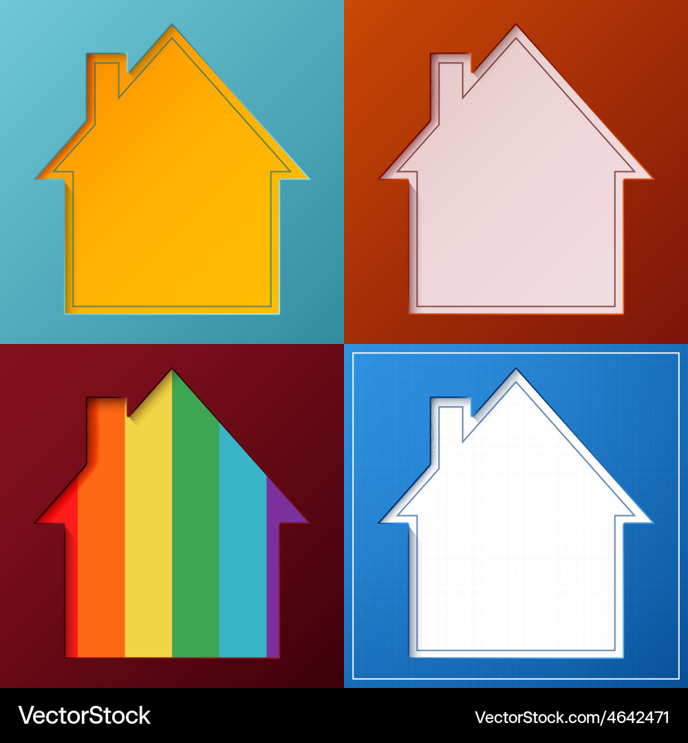 Set of four simple abstract house backgrounds Vector Image