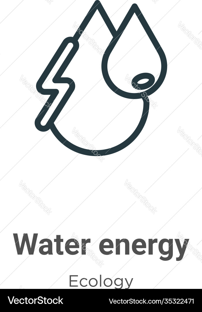 Water energy outline icon thin line black Vector Image