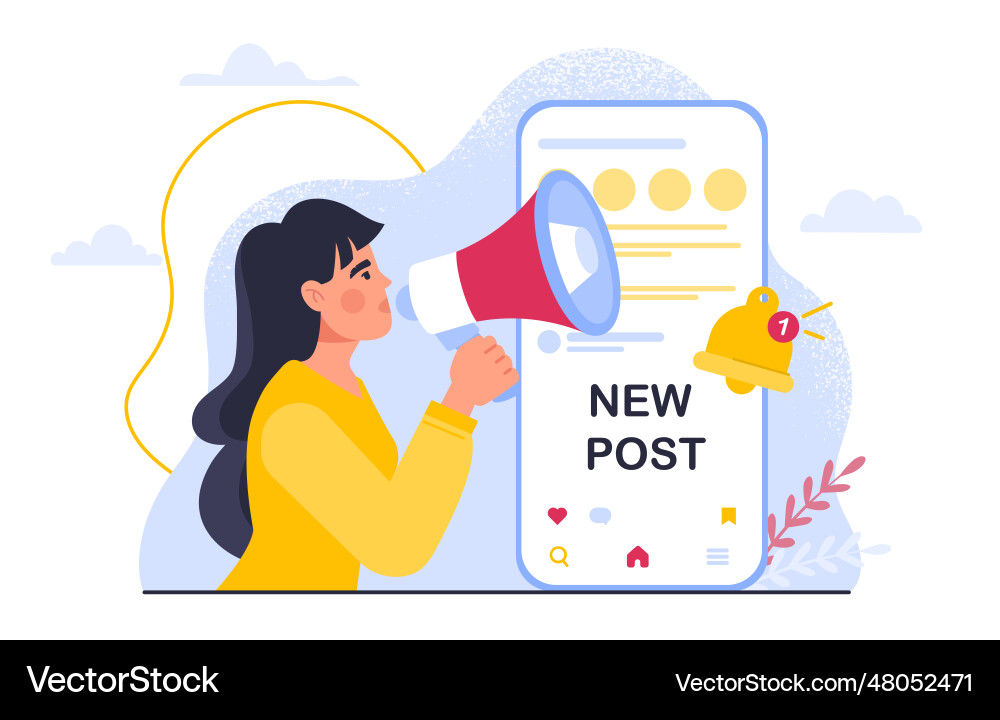 Woman with marketing posts concept Royalty Free Vector Image