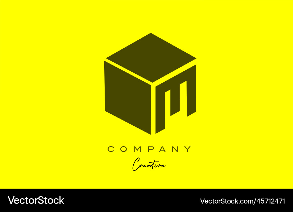Yellow black m letter alphabet logo icon Vector Image