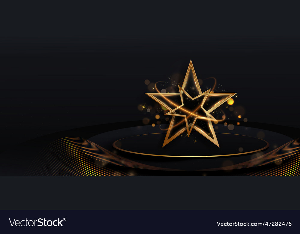 3d golden star with on black background Royalty Free Vector