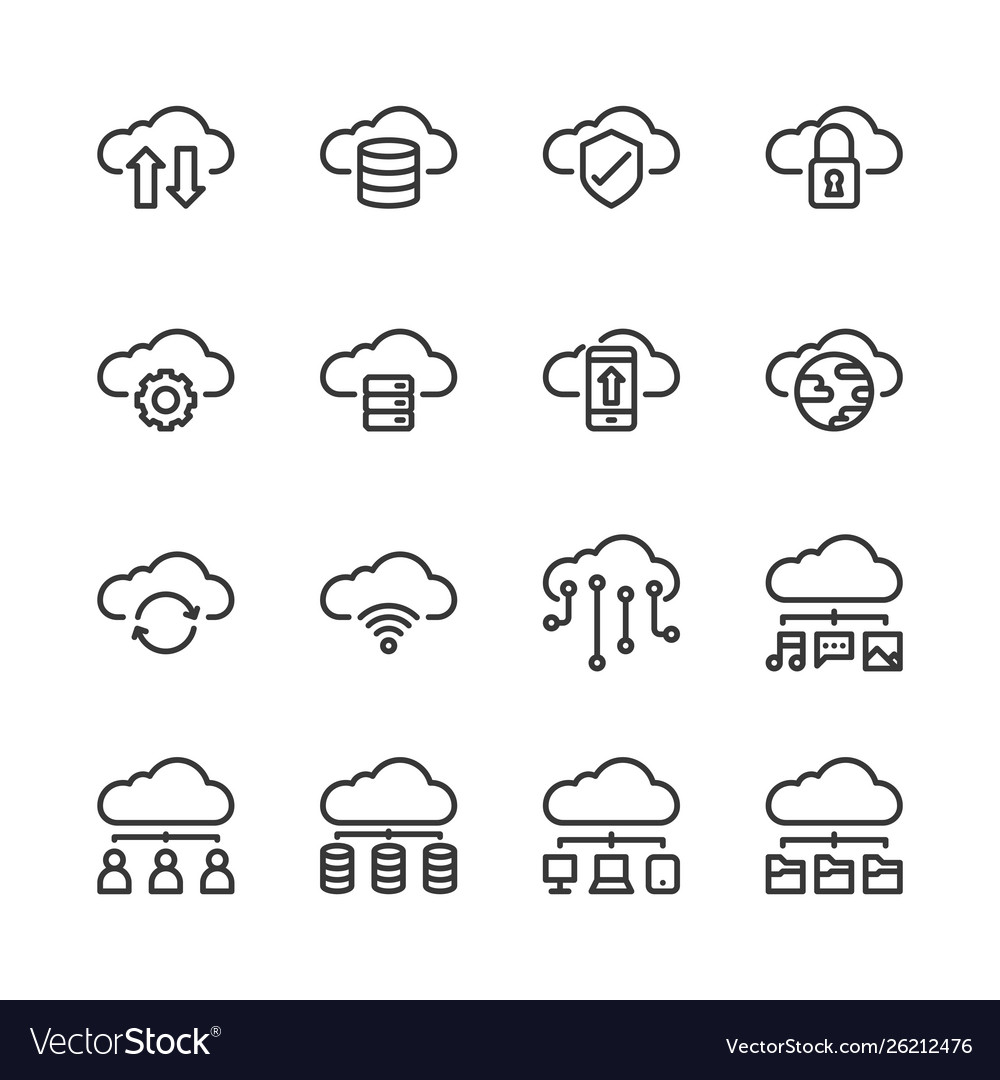Cloud technology icon set Royalty Free Vector Image
