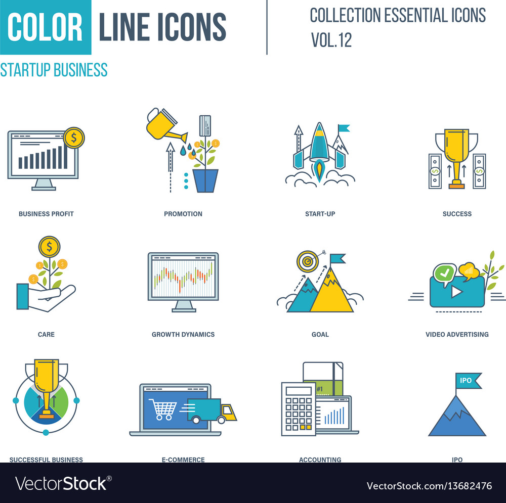 Color thin line icons set Royalty Free Vector Image