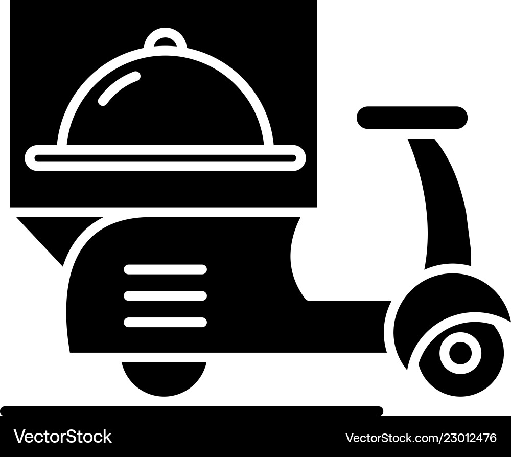 Delivery from restaurants black icon sign Vector Image