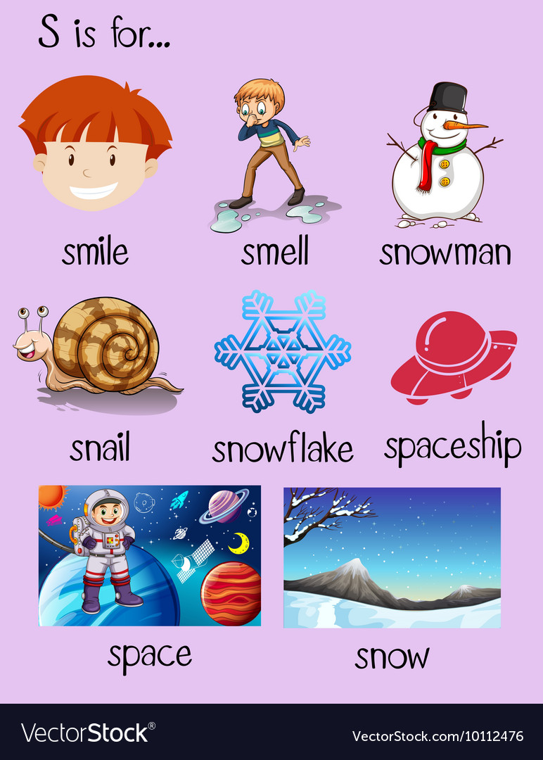 Different Words Begin With Letter S Royalty Free Vector