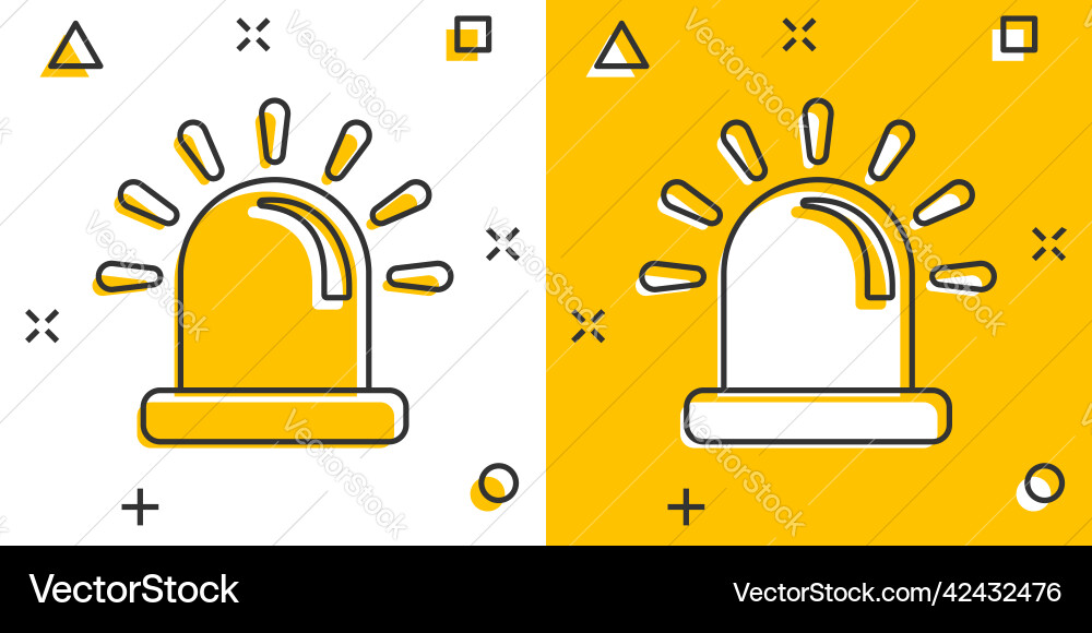 Emergency alarm icon in comic style alert lamp Vector Image