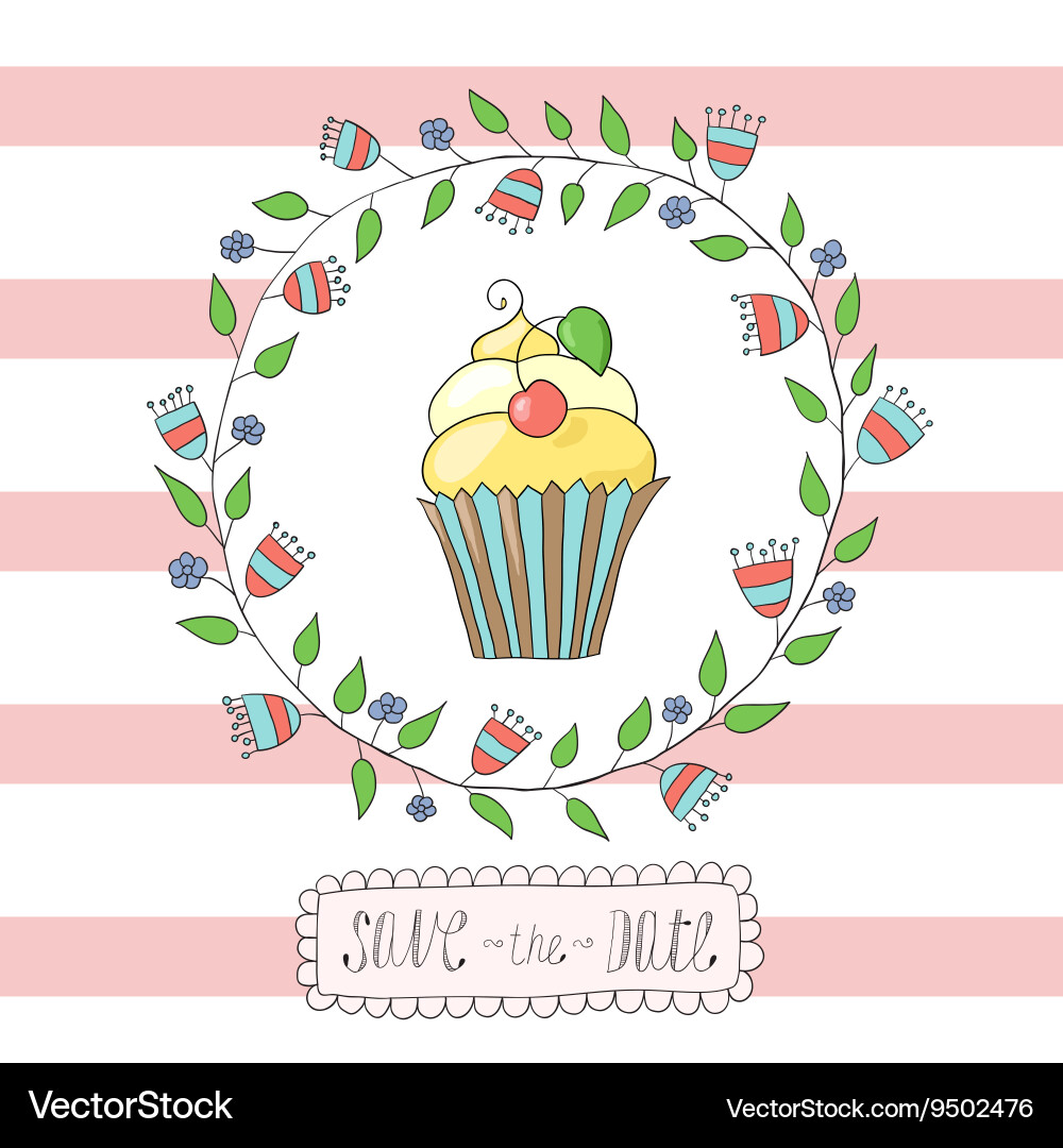 Greeting card invitation in a pink strip Vector Image
