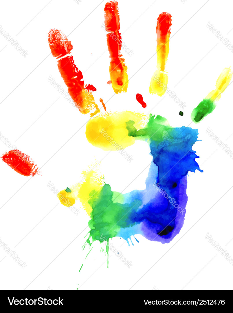 Handprint in vibrant colors rainbow Royalty Free Vector
